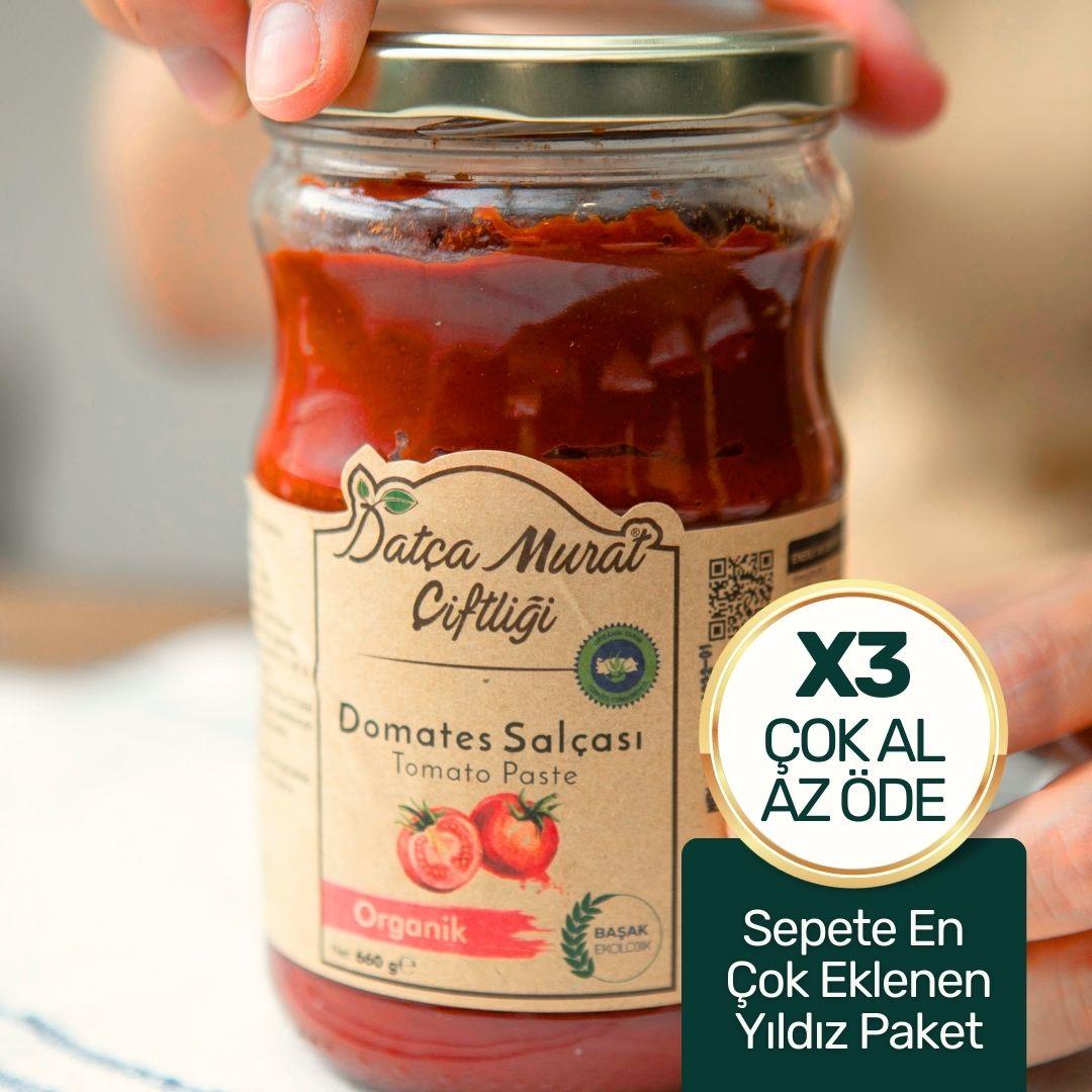 Organik Domates Salçası Paket (3'Lü) | Datça Murat Çiftliği