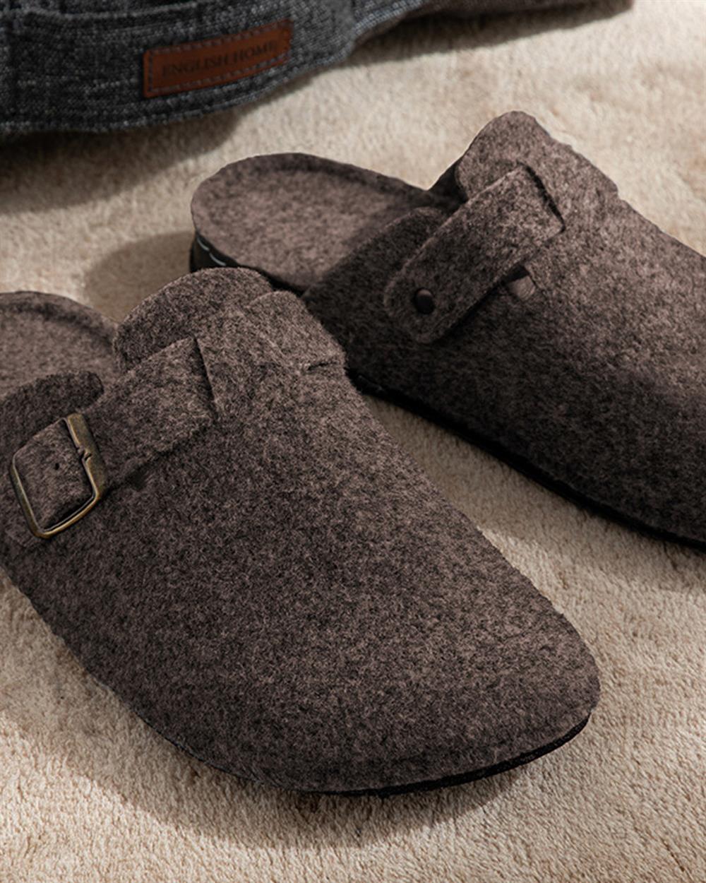 Sky Team felt Men's Home Slippers 44 Brown | English Home Bg