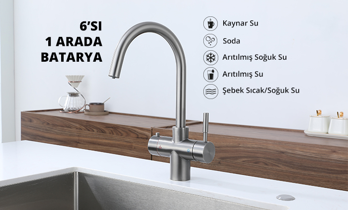 Sparkling 6'sı 1 Arada Anında Kaynar Su ve Soda Batarya Sistemi (Gun ...