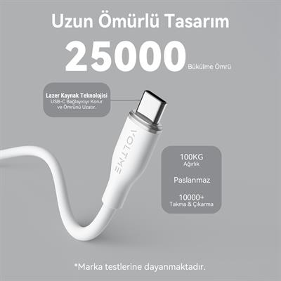 VOLTME C2021 Powerlink Moss 60W Type-C Şarj Kablosu 1M 3A- Beyaz