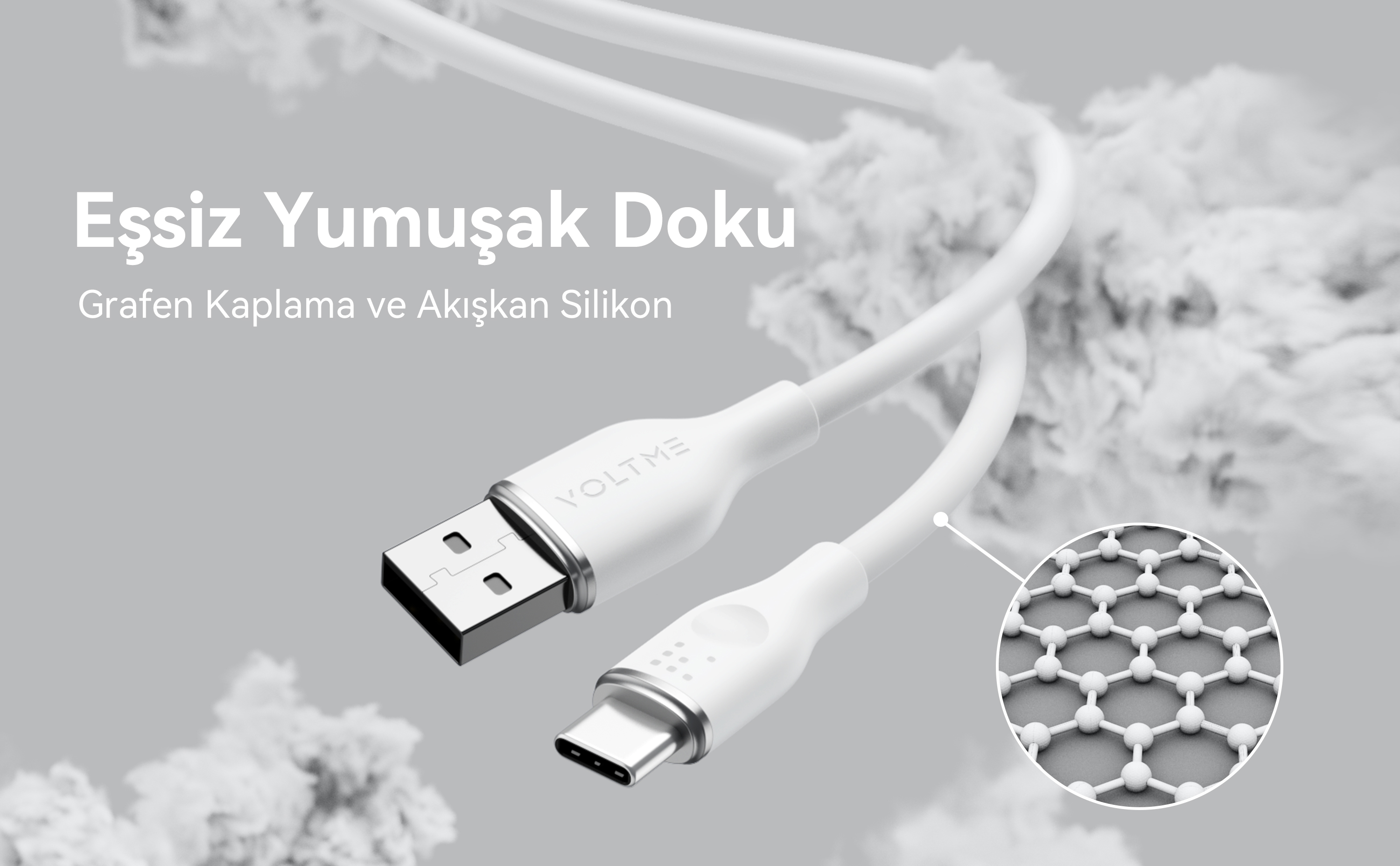 Voltme C2001 Powerlink Moss Şarj Kablosu 1M 3A- Beyaz