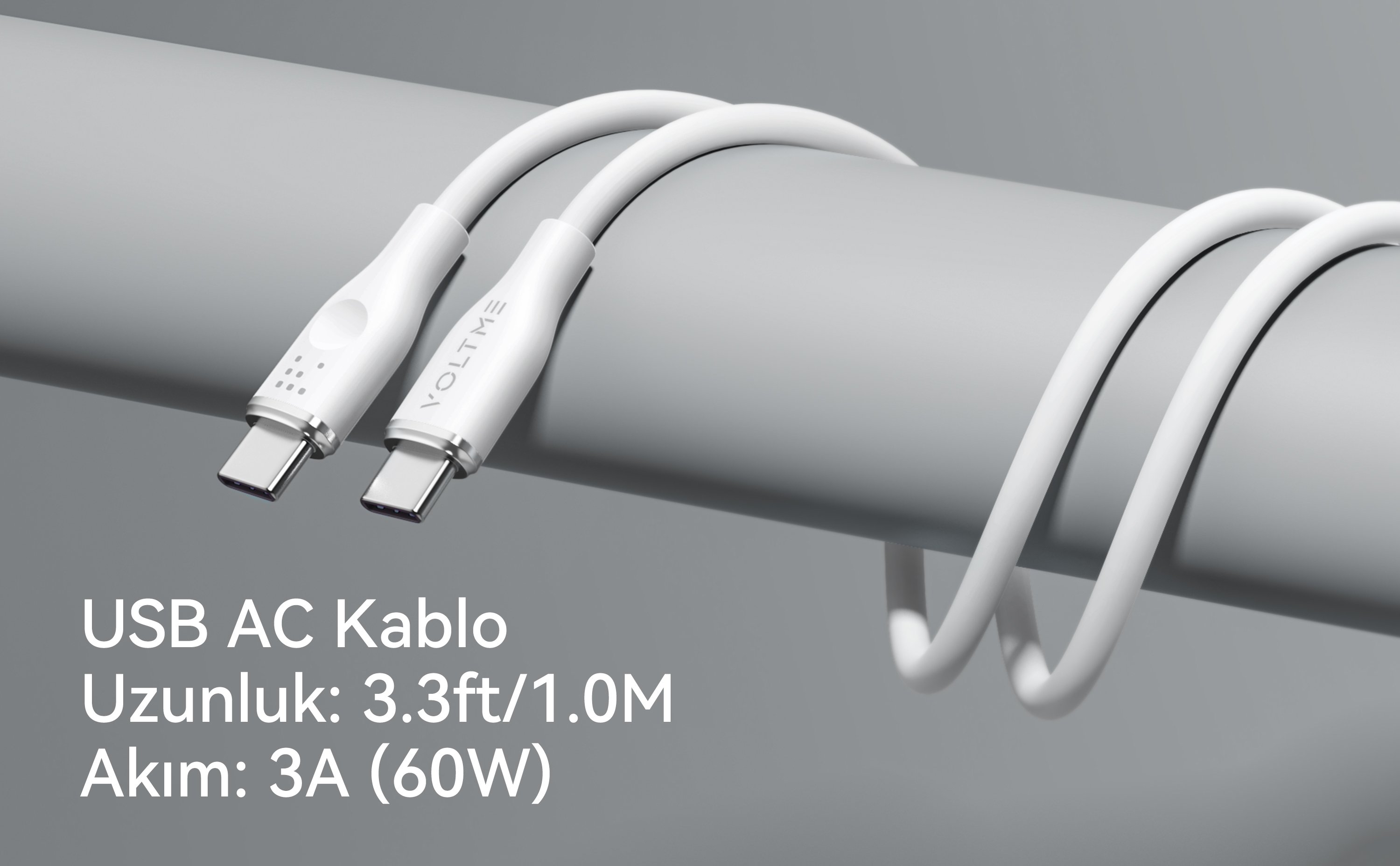 Voltme C2036 Powerlink Moss Şarj Kablosu 1.8M 5A- Beyaz