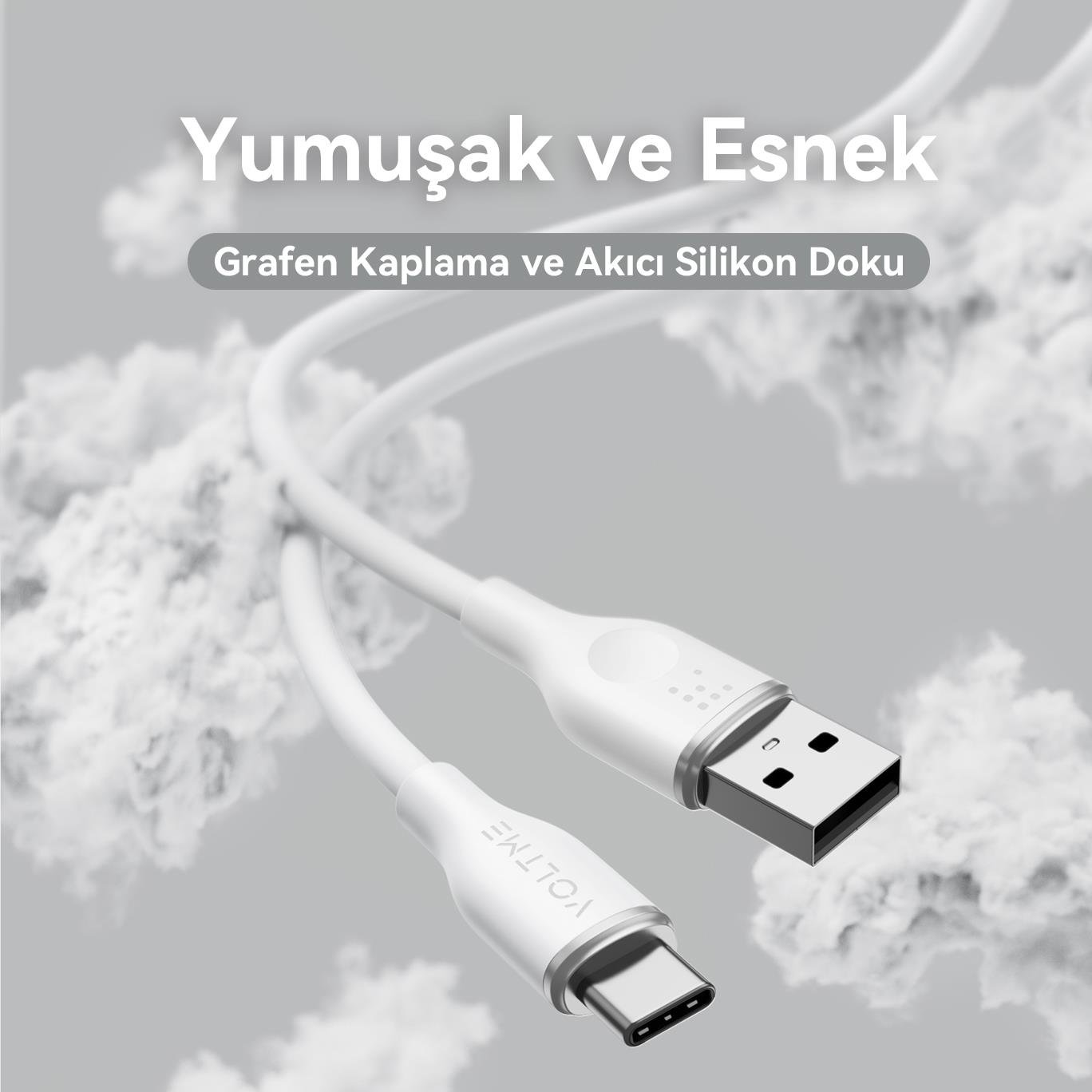 Voltme C2001 Powerlink Moss Şarj Kablosu 1M 3A- Beyaz