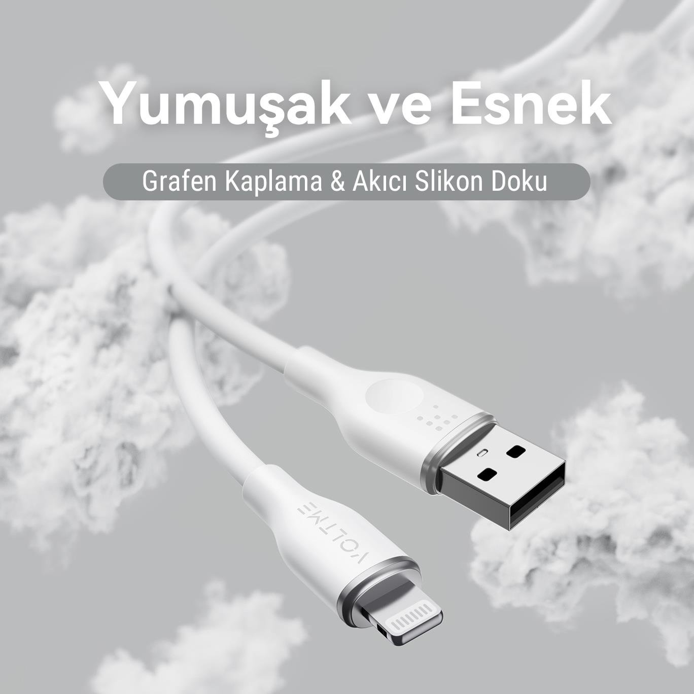 Voltme C2088 Powerlink Moss Şarj Kablosu 1.2M 3A- Beyaz