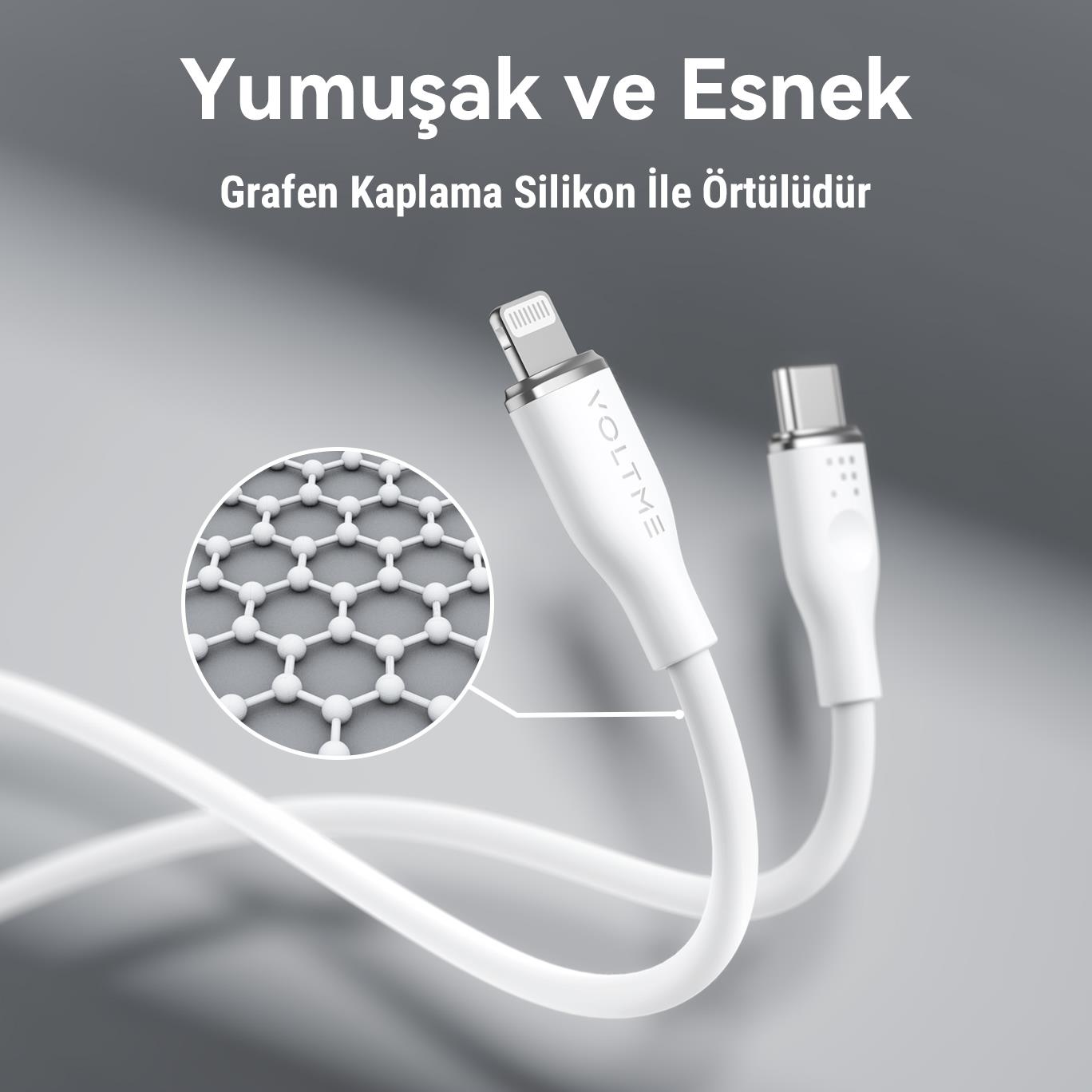 Voltme C2098 Powerlink Moss Şarj Kablosu 1.2M 3A- Beyaz