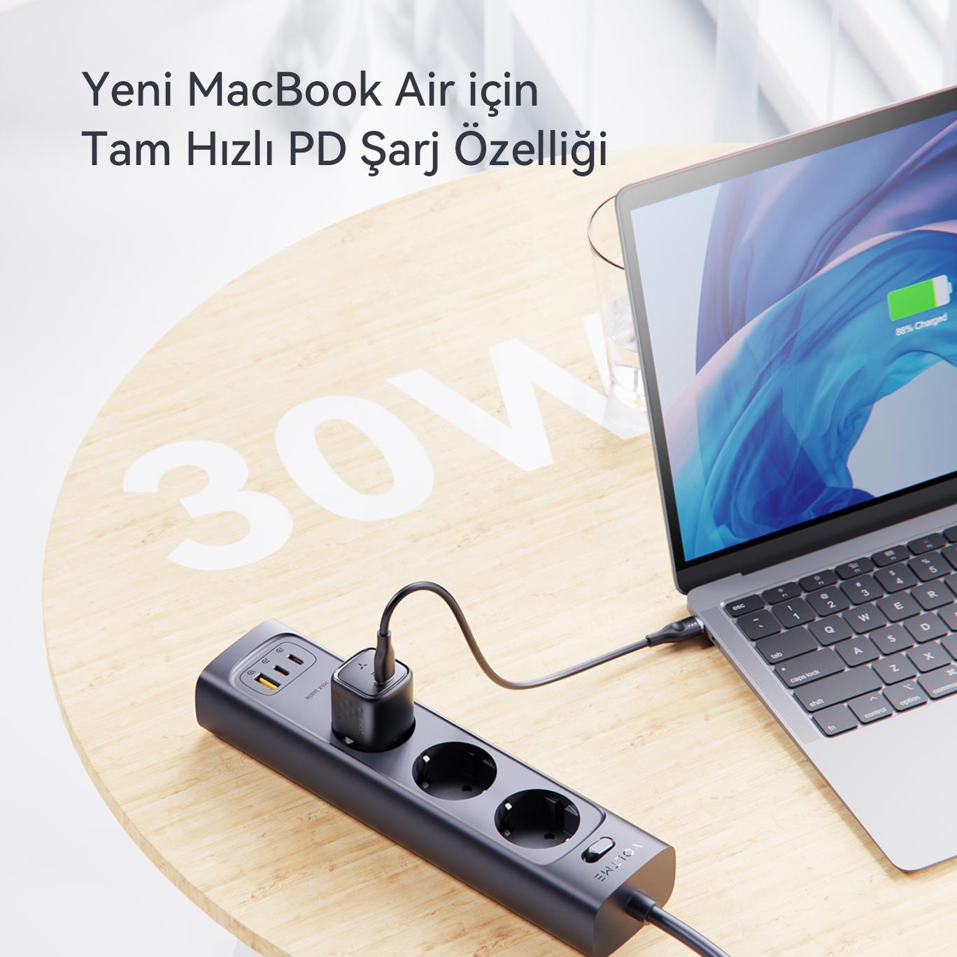 VOLTME V2008 Revo Siyah 30W C USB-C Şarj Aleti