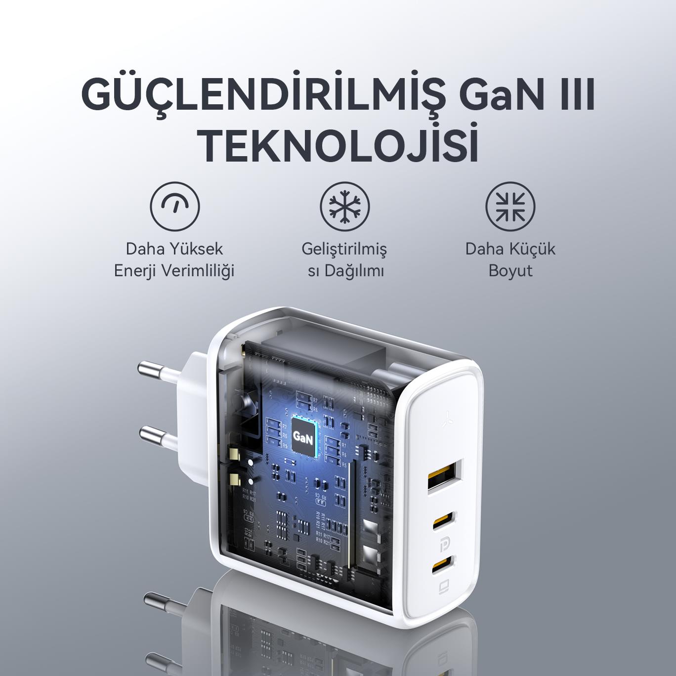 VOLTME V2026 Revo Beyaz 100W CCA GaN Şarj Aleti
