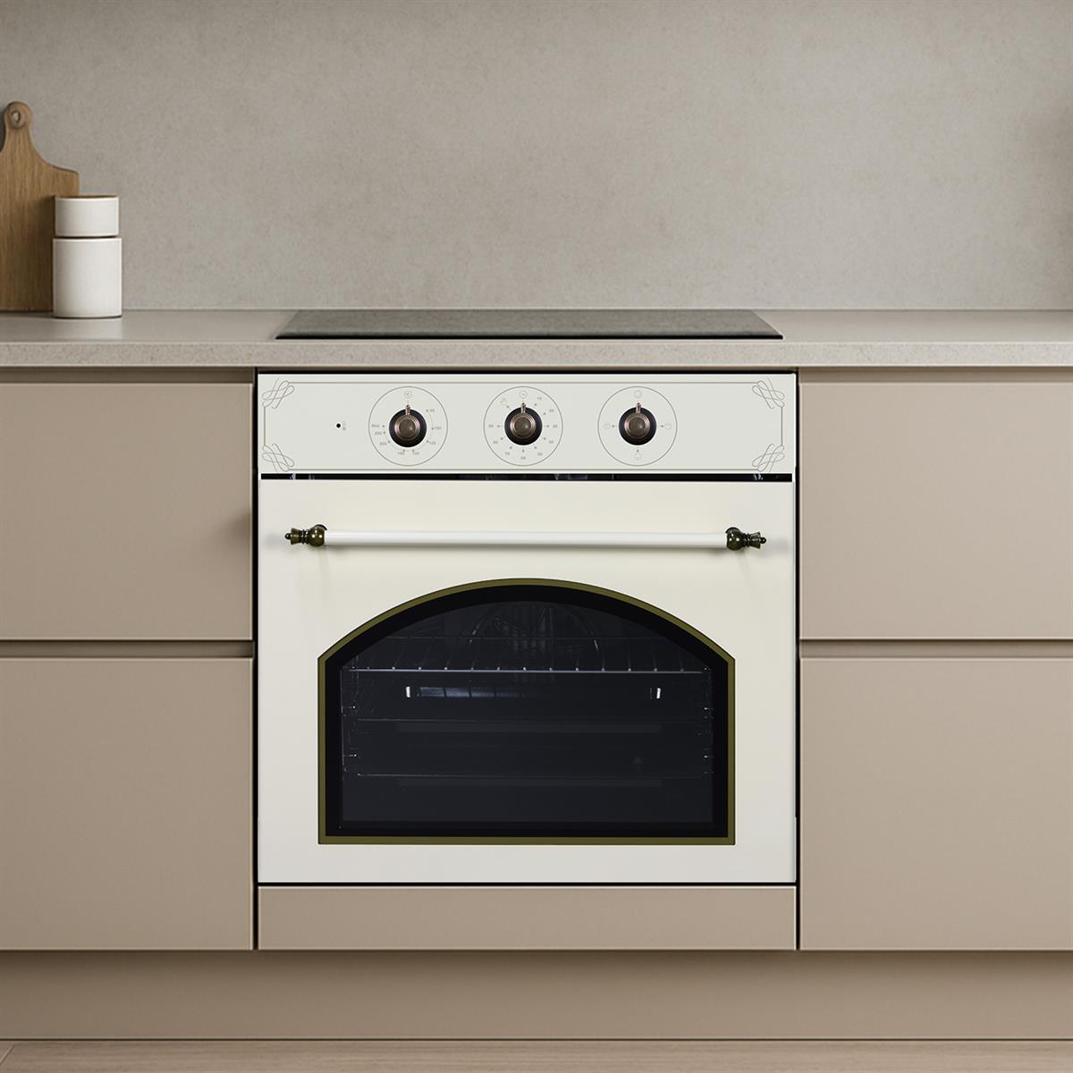 Kumtel Rustik Bej Cam Ankastre Fırın 4 Prog. B66-SF3(MT)