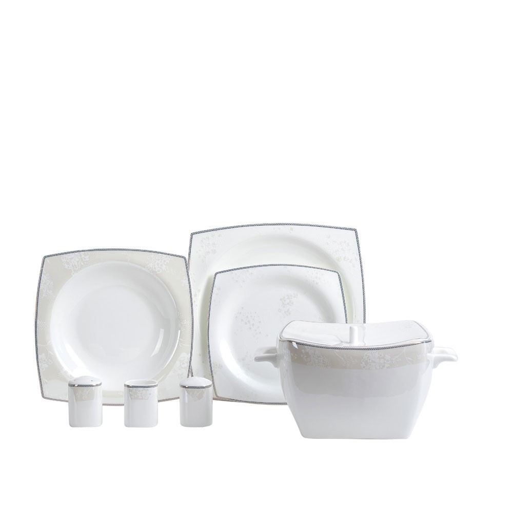 Korkmaz A8464 Bone Sel. 60 P Yemek Takımı (Kare) | Yiğit AVM'de