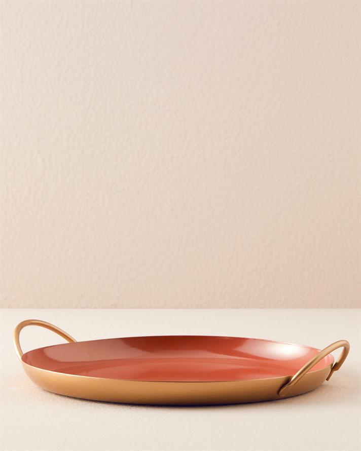 Aloha Metal Dekoratif Tepsi Terracotta