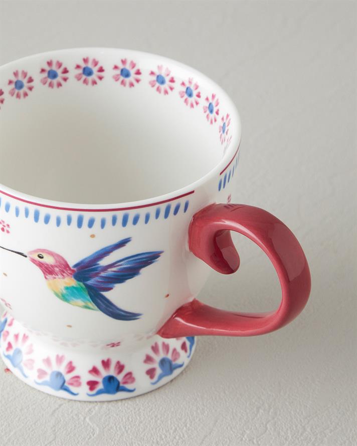 Carnival Sparrow New Bone China Kupa Fuşya