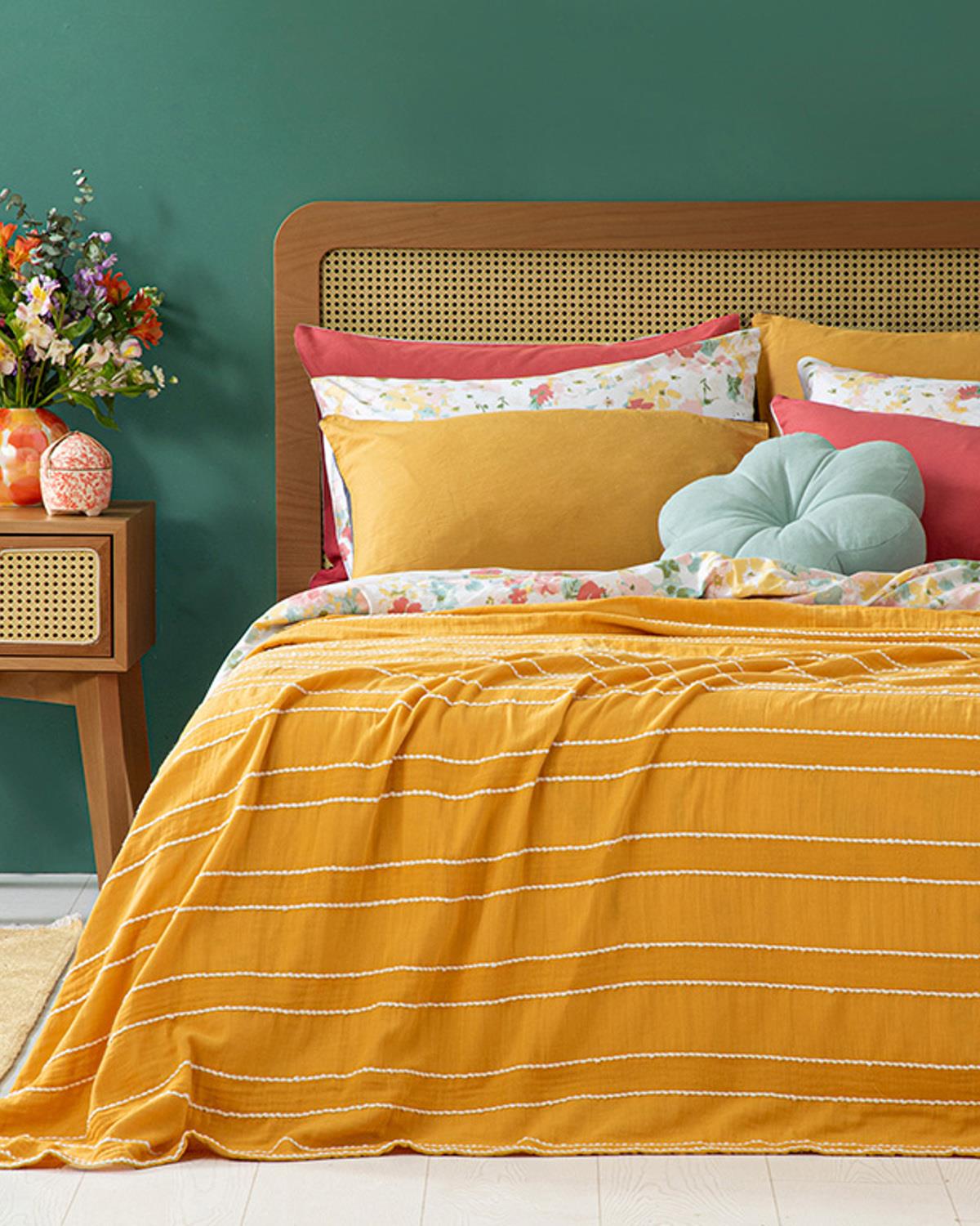 Essence Müslin King Size Yatak Örtüsü Hardal 8680887525579 | English Home