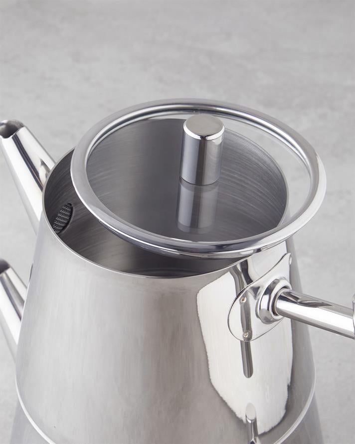New Aden Çelik Çaydanlık 0,60 L- 1,25 L Silver