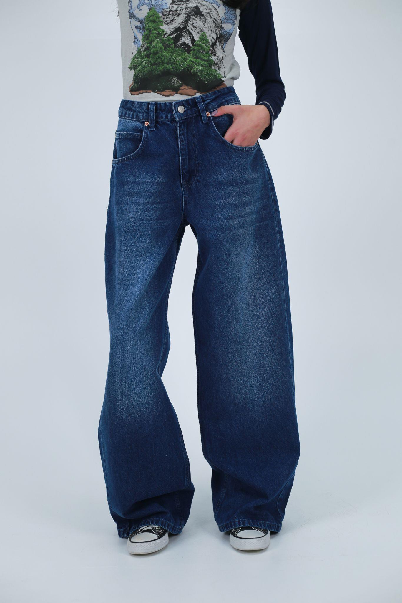 Superbaggy Lacivert Yıkamalı Retro Baggy Jean