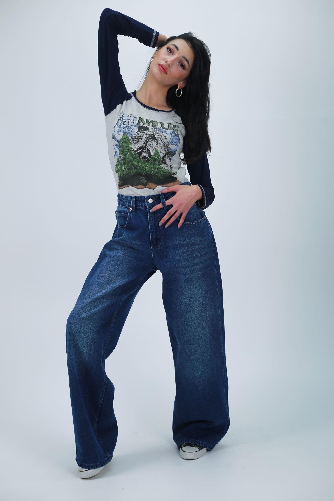 Superbaggy Lacivert Yıkamalı Retro Baggy Jean