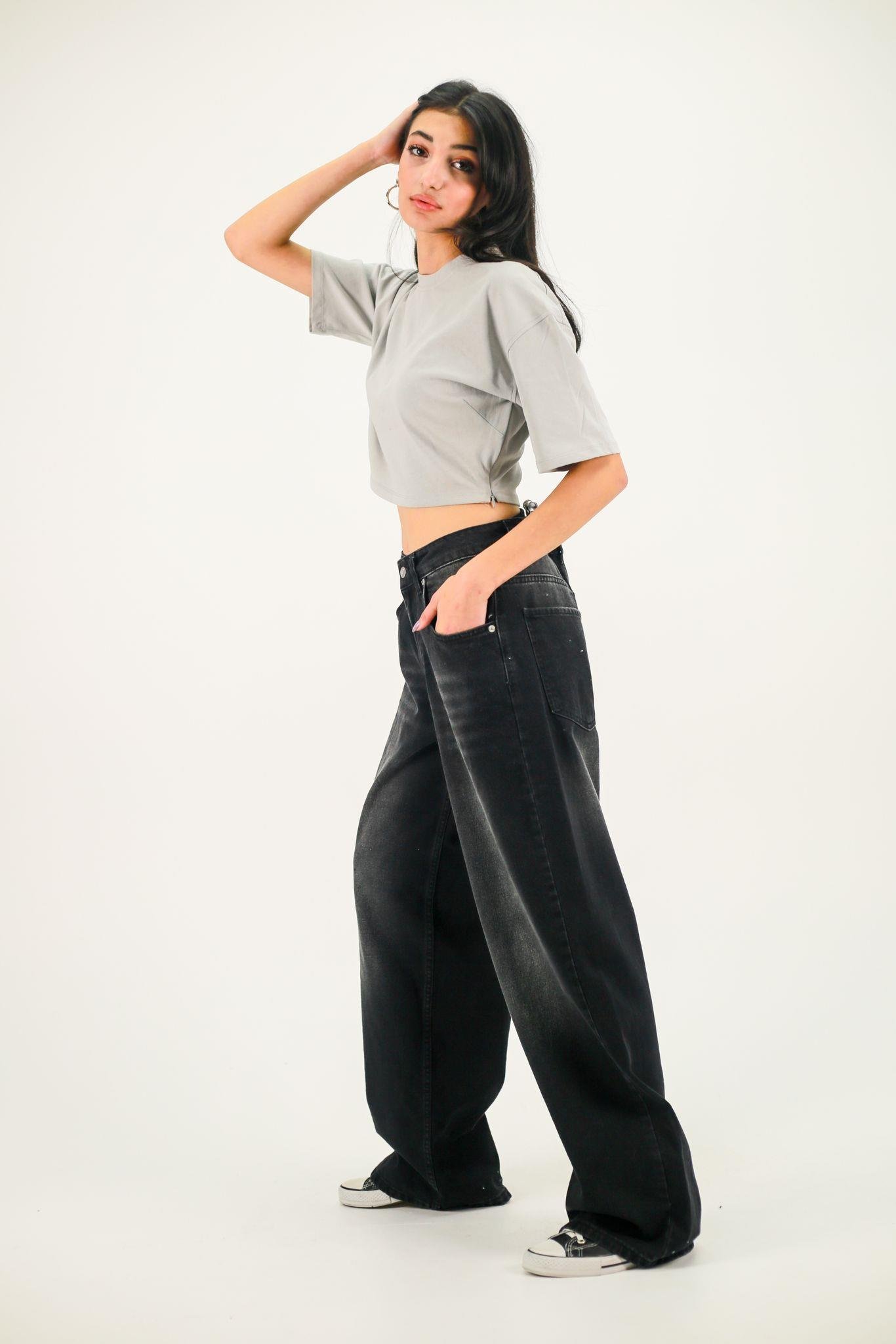 Superbaggy Siyah Yıkamalı Retro Baggy Jean