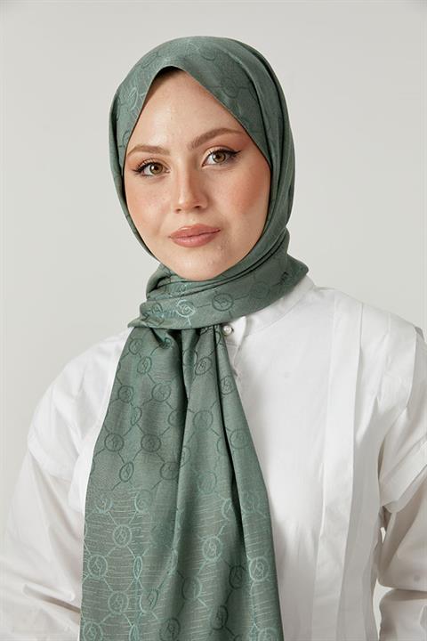 Küf Yeşili - Monogram Desen - Soft Pure Scarfs