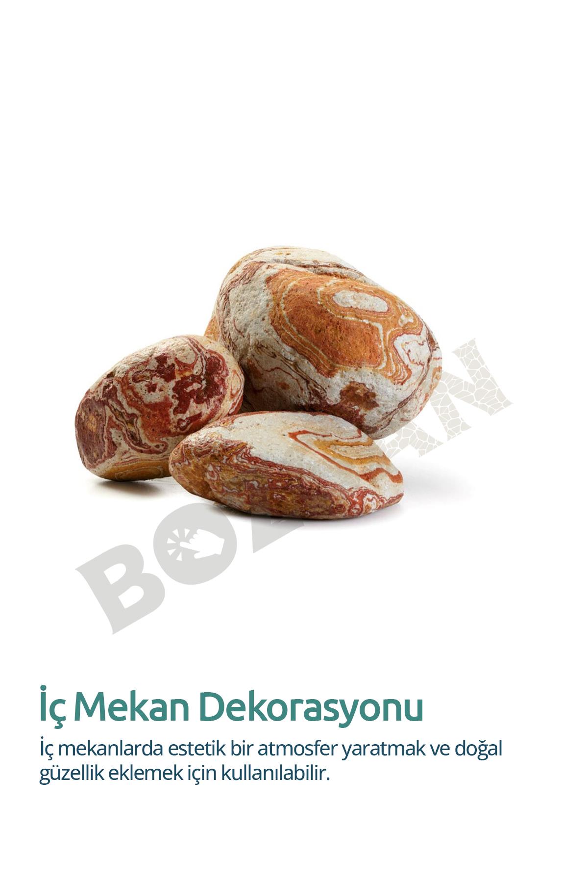 Sarı Çizgili Rainbow 2-4cm Dolomit Taşı Bahçe Süs Akvaryum Taşı Dere ...