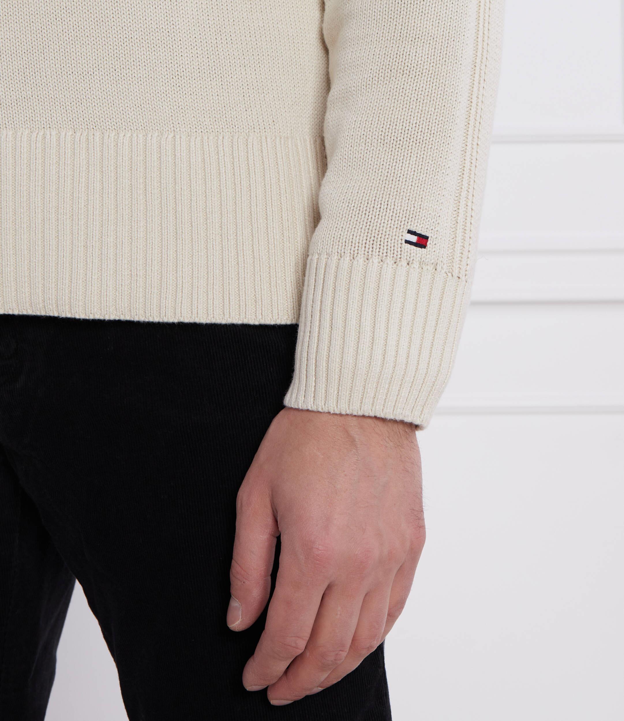 Tommy Hilfiger Erkek Marka Logo Detaylı Regular Fit Uzun Kollu Bej Kazak MW0MW33505-AEF - Wejaar