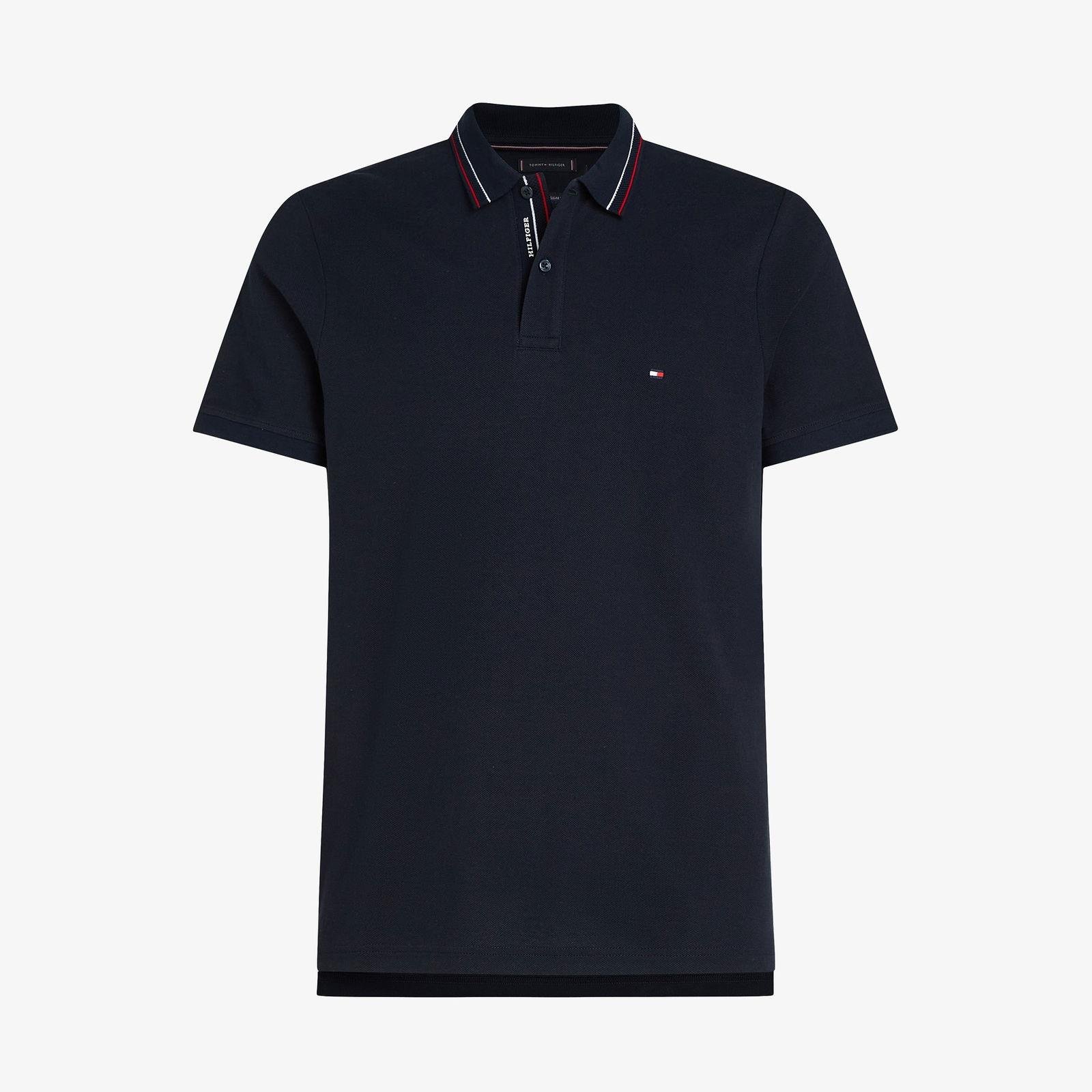 Tommy Hilfiger Erkek Regular Fit Pamuklu Göğüste Tommy Bayrak Logolu Kısa Kollu Lacivert Polo ...