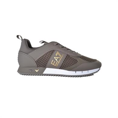 Ea7 UNISEX Fileli Şerit Logolu Bağıcıklı Kahverengi-Altın Sneaker X8X027 XK050-S294 - Wejaar