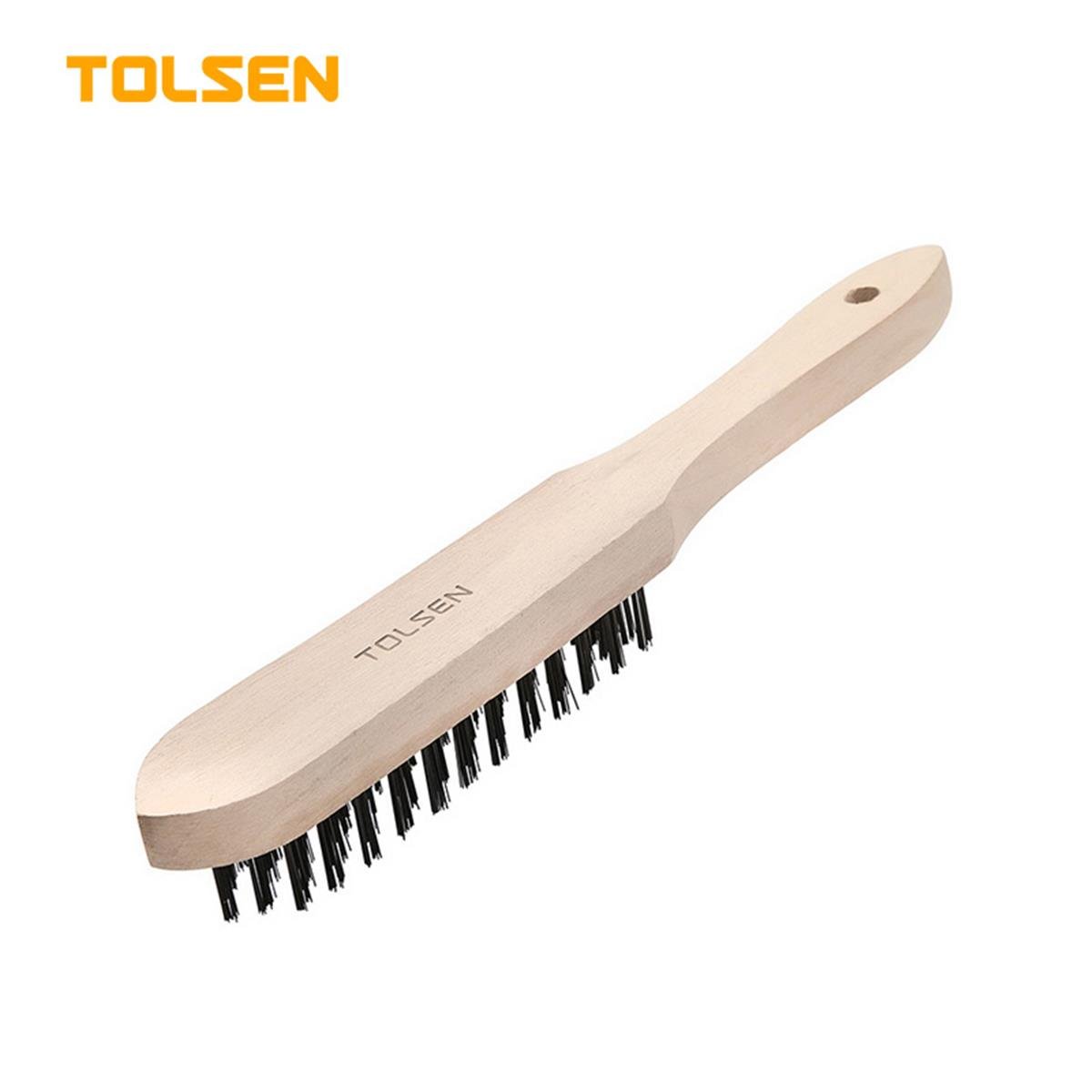 TOLSEN Tel Fırça Ahşap Sap 4 Sıra | Dayanıklı Temizleme Aleti