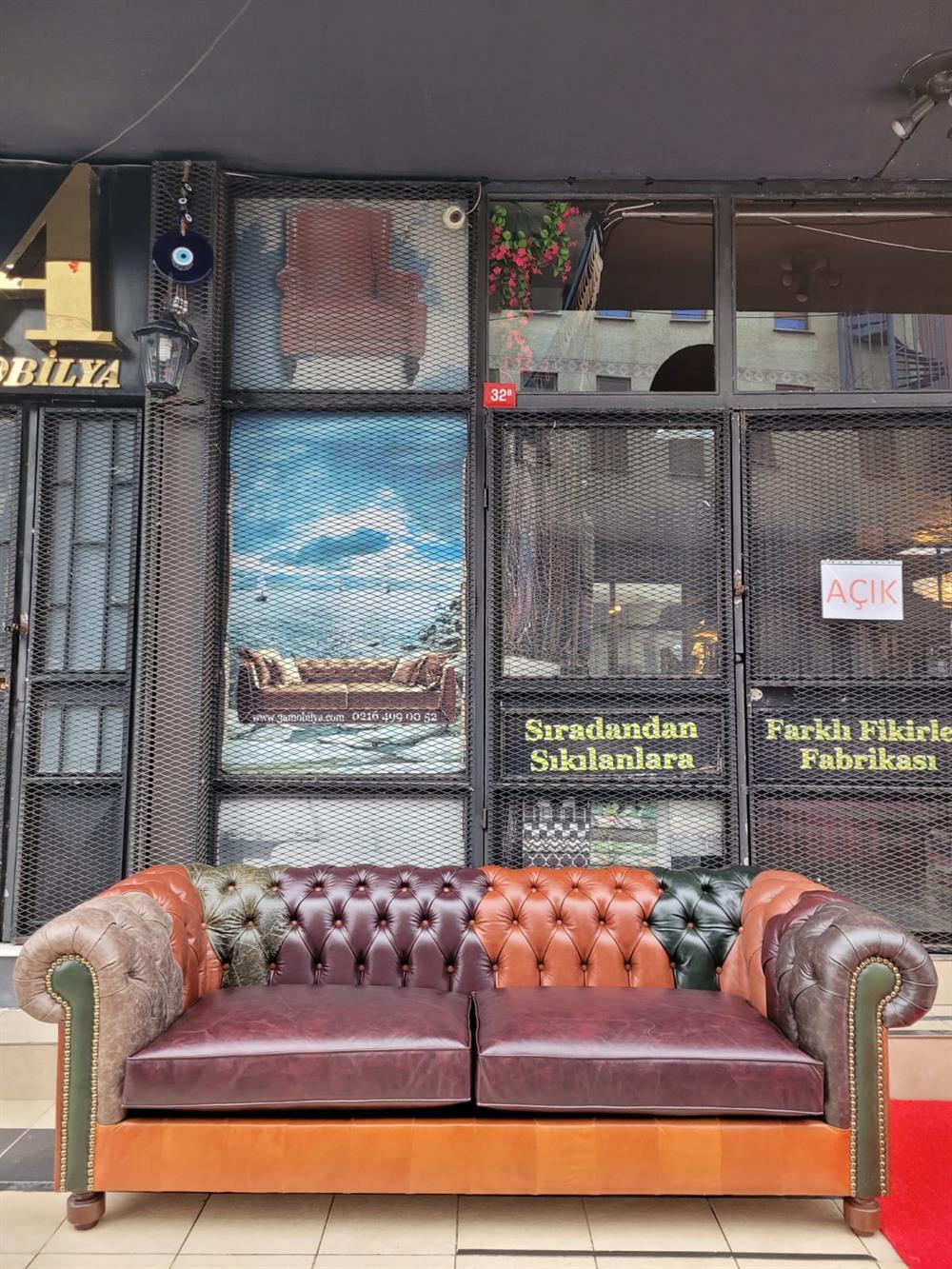 3A MOBİLYA HAKİKİ DERİ ATLAS CHESTERFİELD