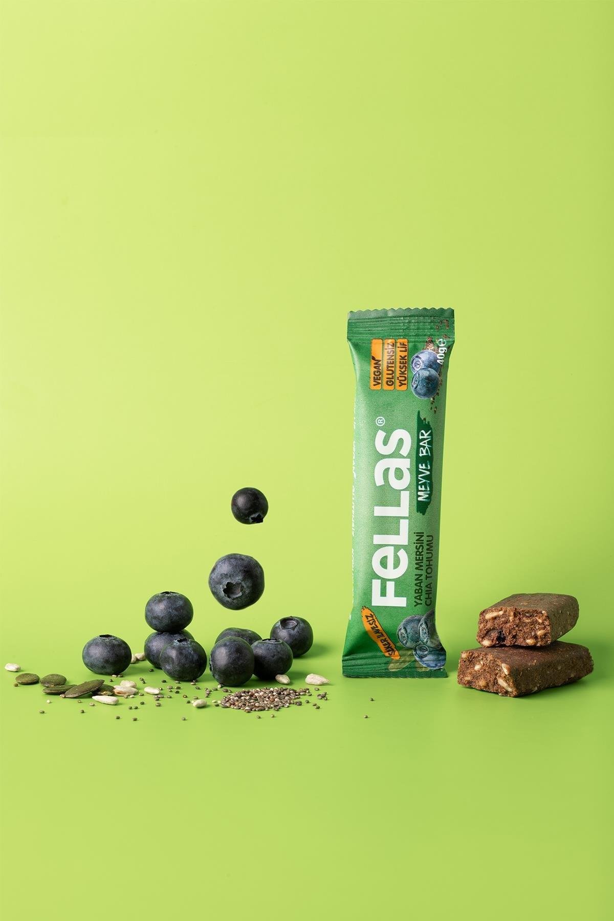 Meyve Bar - Chialı ve Yaban Mersinli 40g x 12 Adet | Fellas Foods