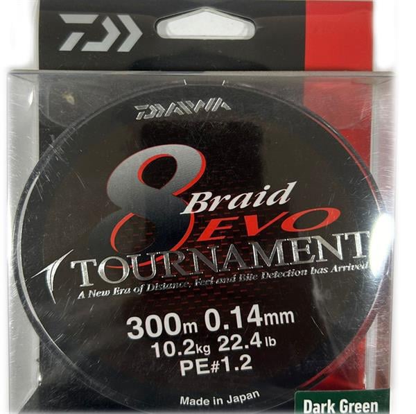DAİWA Tournament Evo DG 8x (örgü) 0,14mm Pe#1.2 300m Dark Green İp Misina