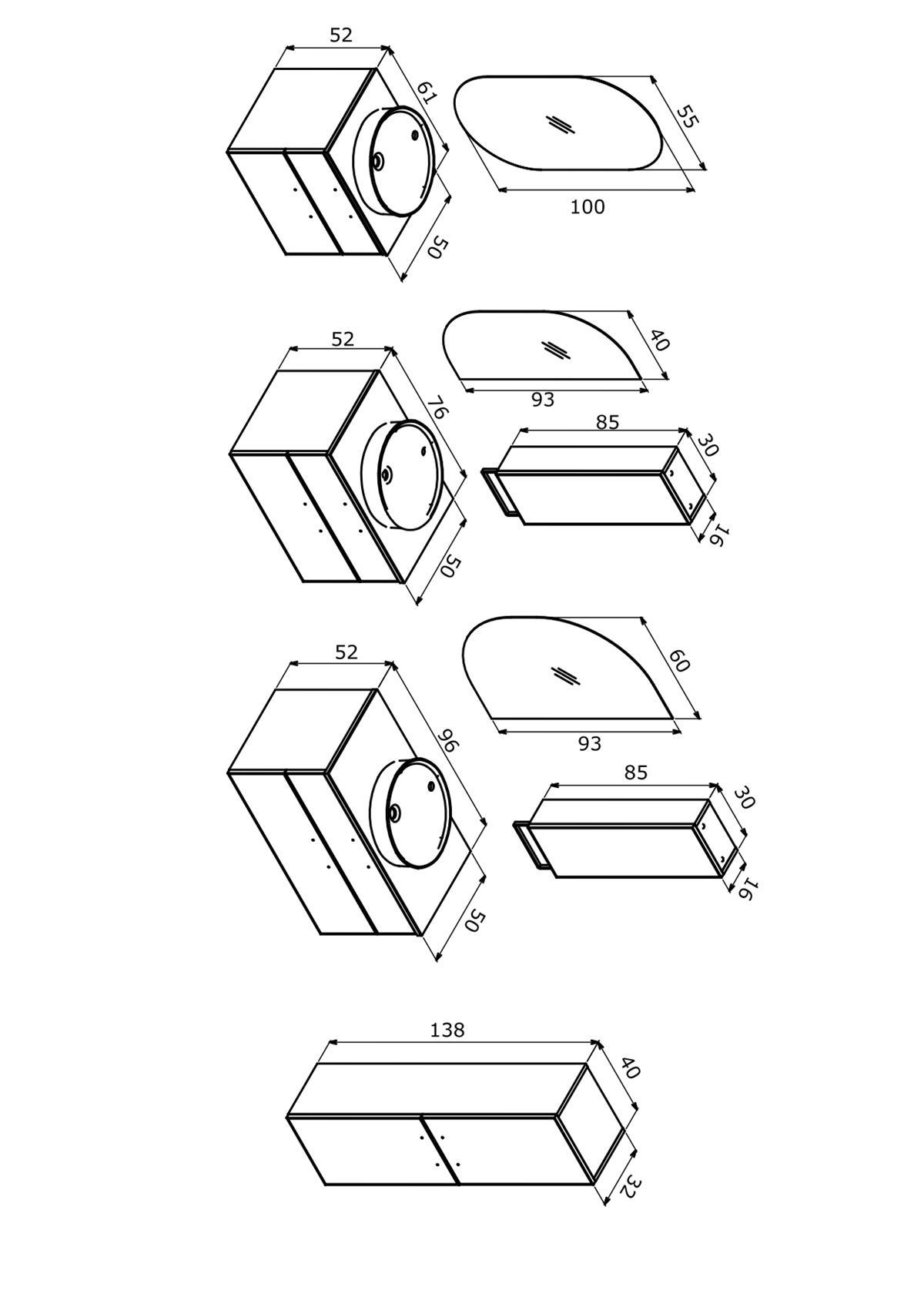 Seramikcim | Orka Salerno 95cm Banyo Dolabı Set Sardunya - Mat Altın