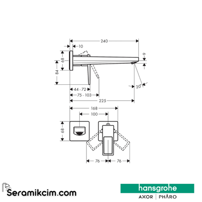 Hansgrohe Metropol Loop Volan Ankastre Duvardan Lavabo Bataryası 225 ...