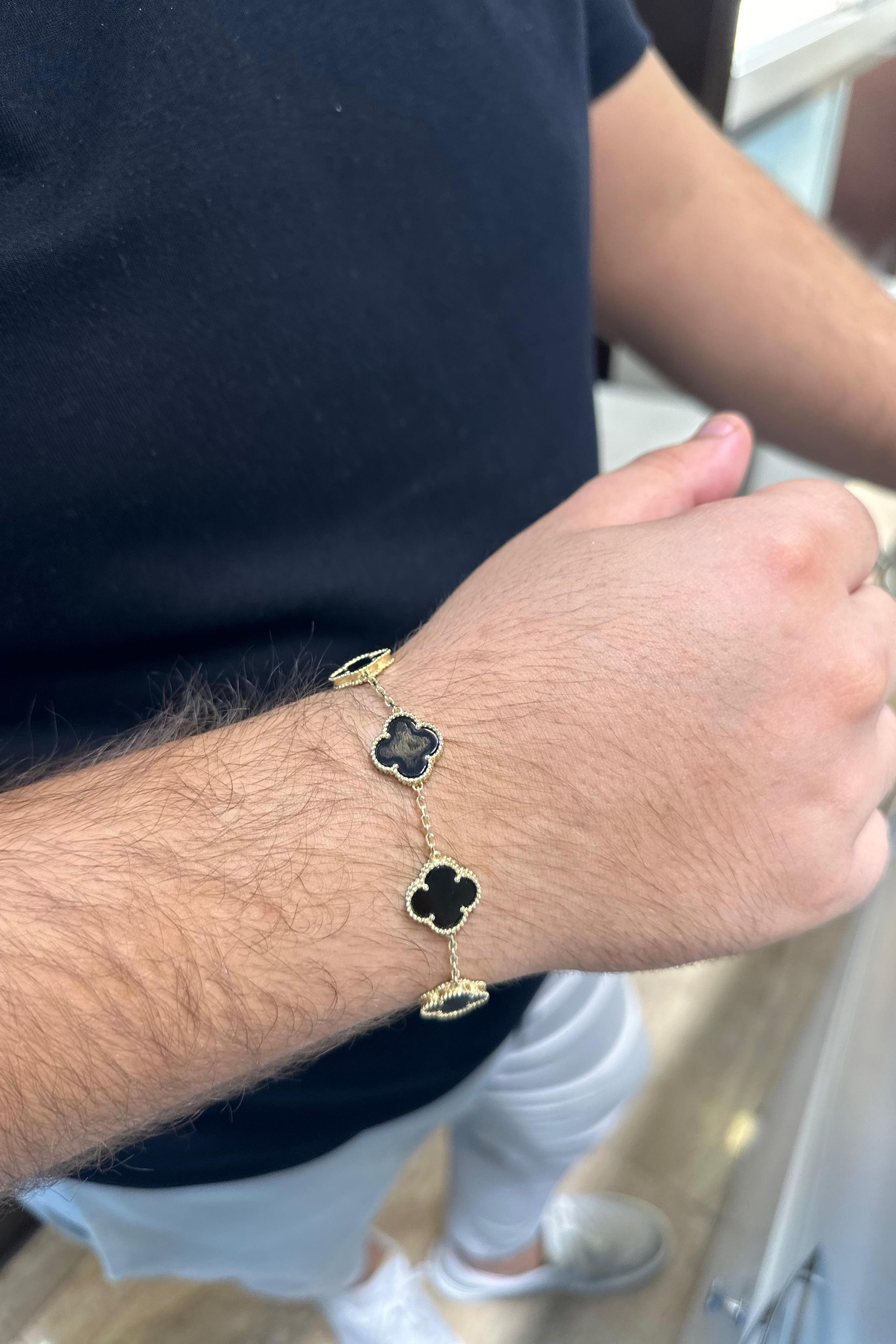 Erkek Yonca Bileklik Altın