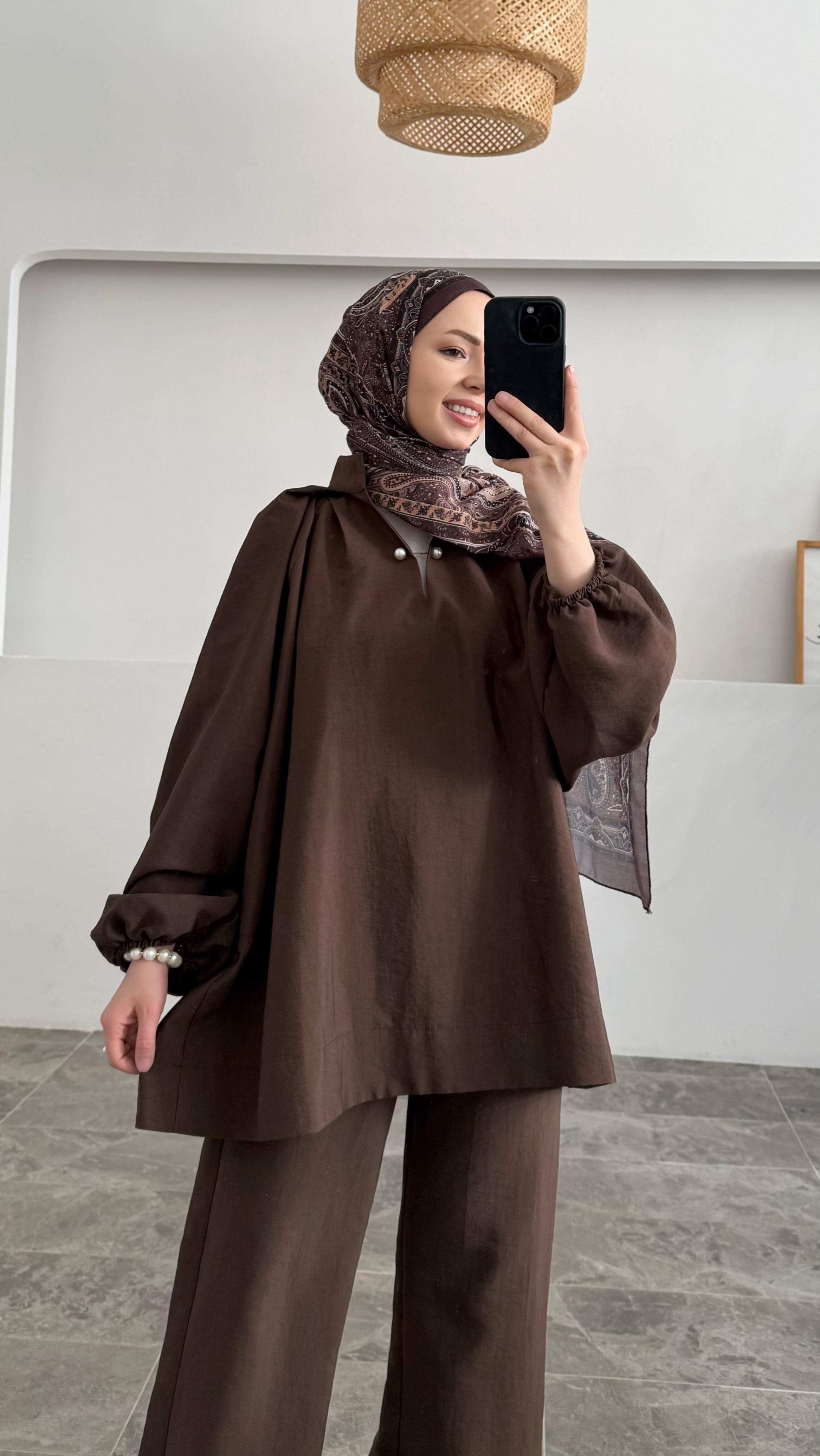 Wolen İncili Premıum Kahverengi Gabardin Takım