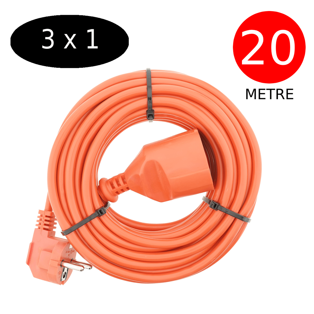 Tek-İş , Tek-İş 20 Metre Uzatma Kablosu 3 X 1 Mm Ttr Bakır Kablo Erkek Fiş Dişi Fiş Baskılı ...