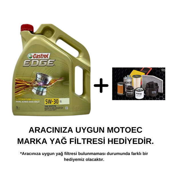 Castrol Edge 5W/30 LL 5 Litre Motor Yağı+Filtre
