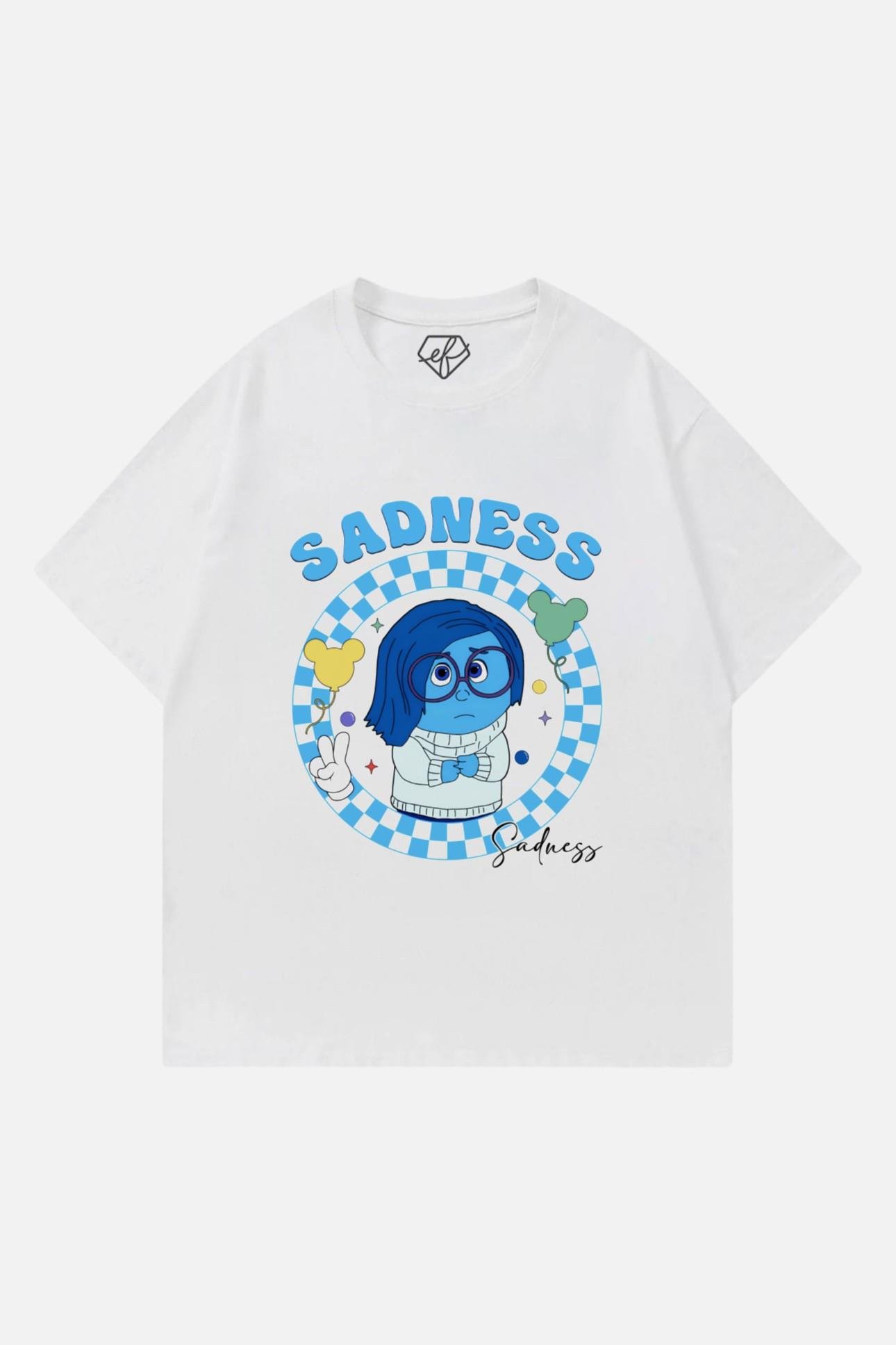 Beyaz Unisex Ters Yüz Sadness T-Shirt