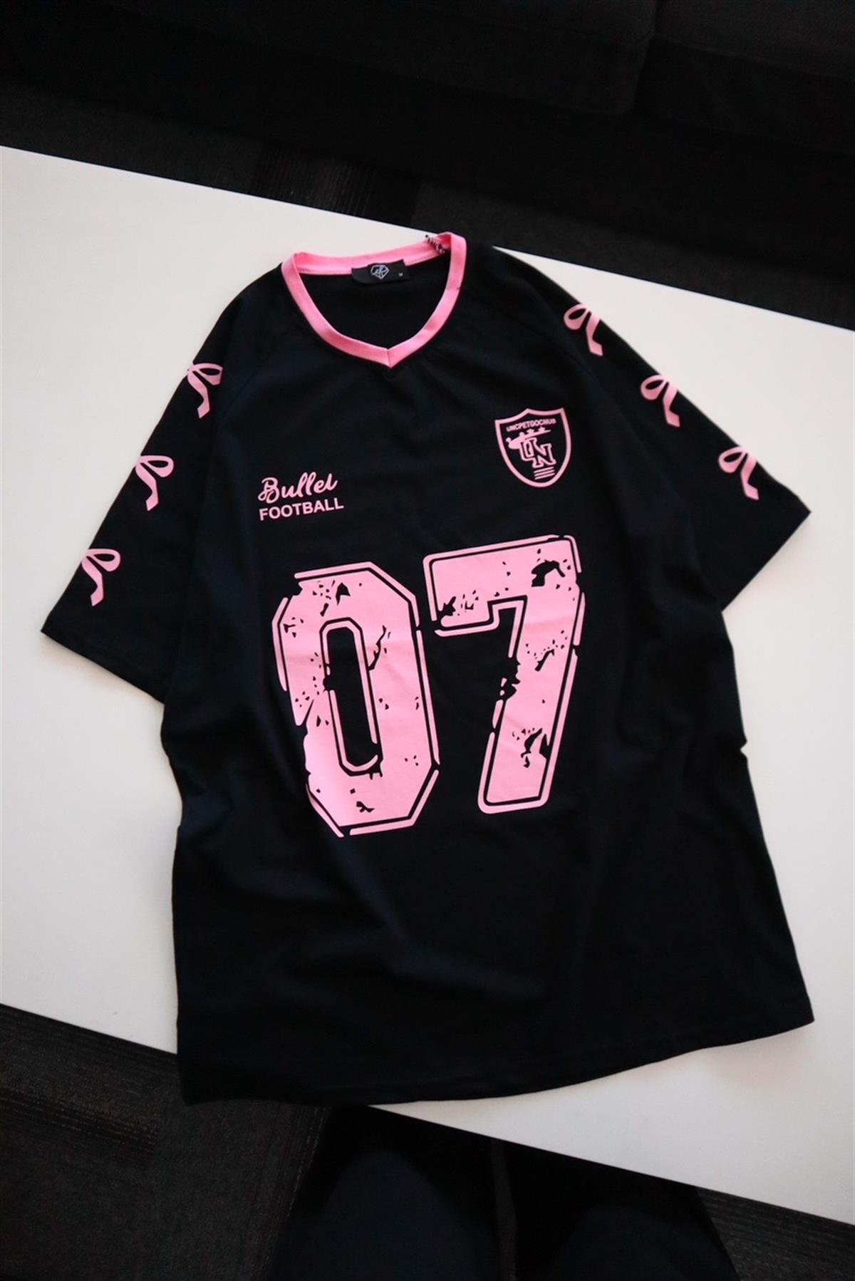 Siyah Y2k Ribbon Ballet Oversize T-Shirt