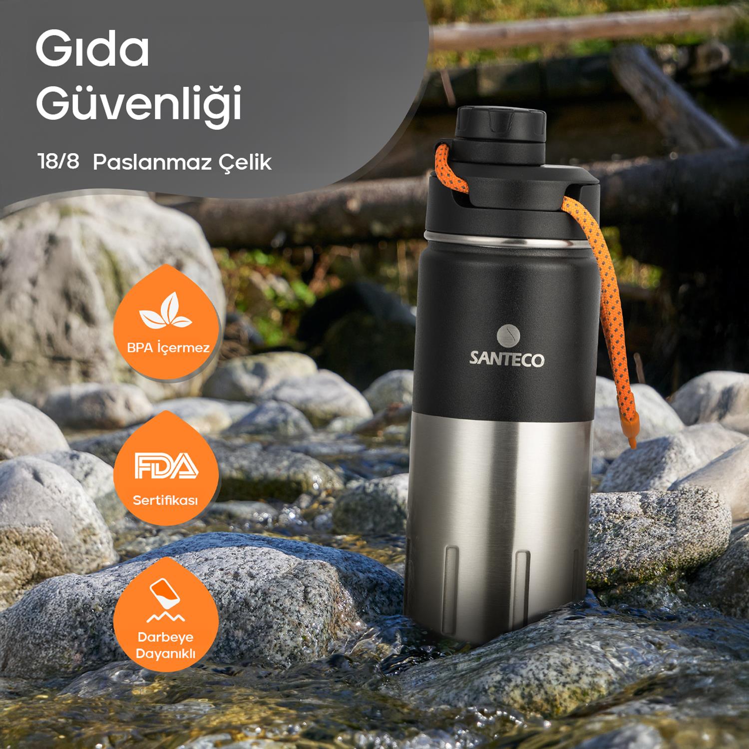 Santeco Ktwo Sporcu Termosu 500 Ml-Siyah