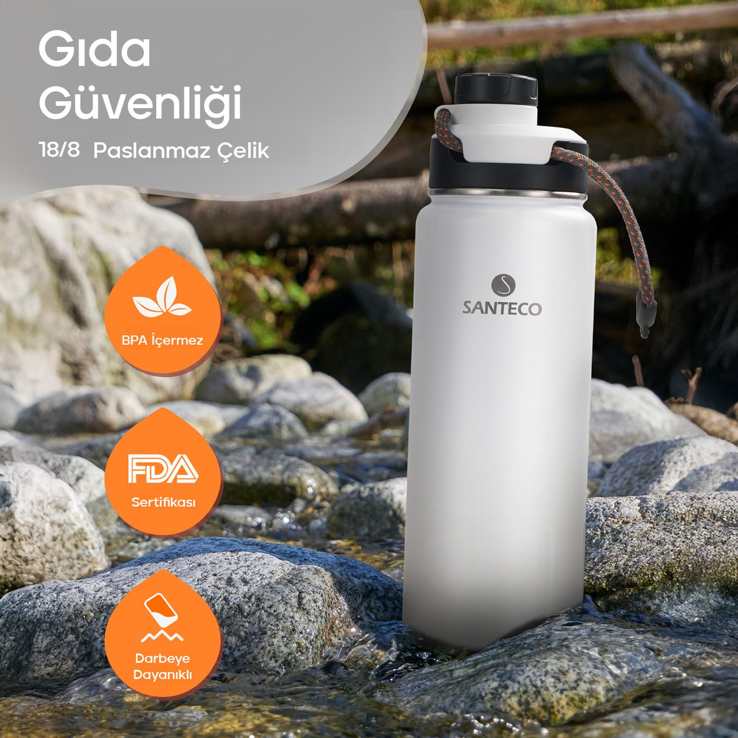 Santeco Ktwo Sporcu Termosu 710 Ml-Beyaz