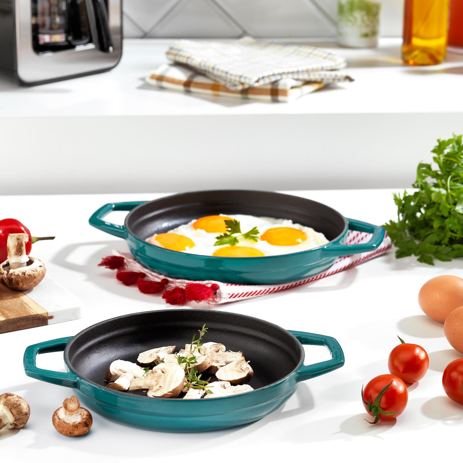 Schafer Guss Chef Döküm Sahan Çift Kulplu 19 Cm-Turkuaz | Schafer