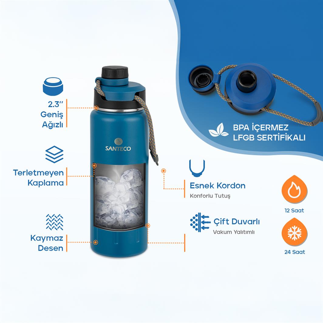 Santeco Ktwo Sporcu Termosu 710 Ml-Mavi