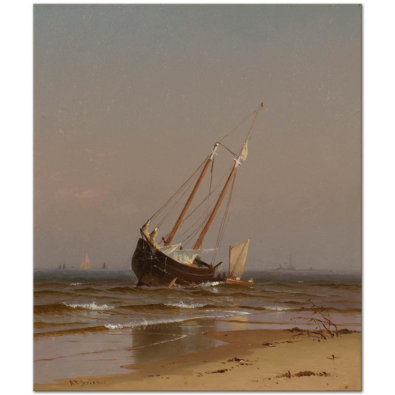 Seascape, Beached Boat by Alfred Thompson Bricher as an Art Print | CANVASTAR