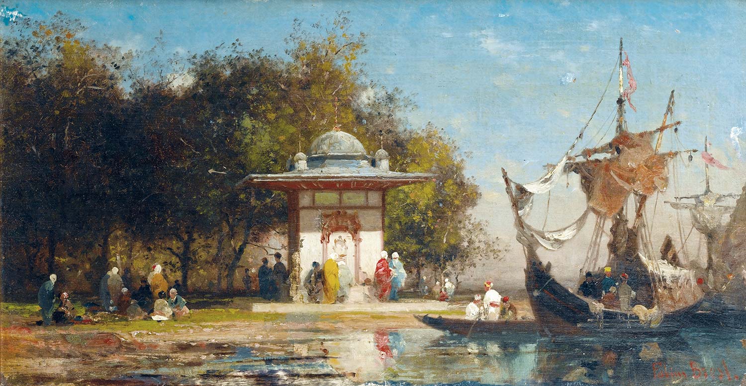 A Fountain at the Beach Constantinople by Germain Fabius Brest as Art Print | CANVASTAR
