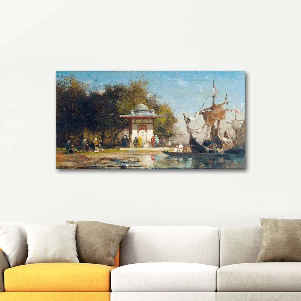 A Fountain at the Beach Constantinople by Germain Fabius Brest as Art Print | CANVASTAR