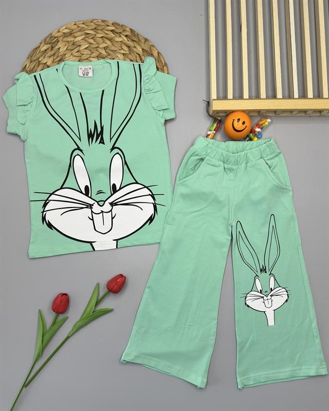 2307 İspanyol Paça Bugs Bunny Kız Takım YEŞİİL