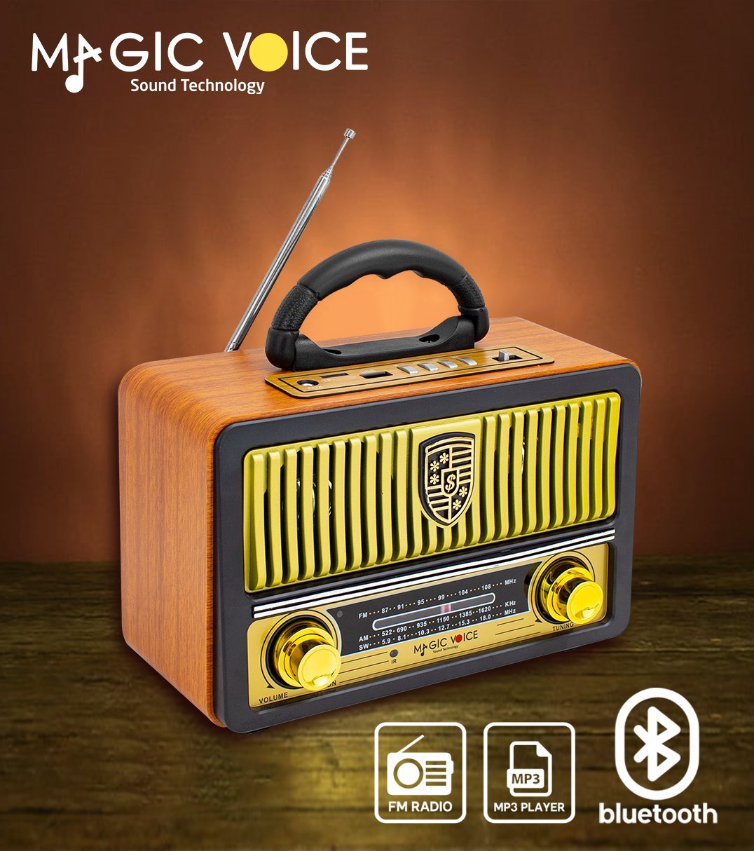 MagicVoice MV-112BT USB - SD - FM - Bluetooth Destekli Nostaljik Radyo Fiyatı - Merter Elektronik