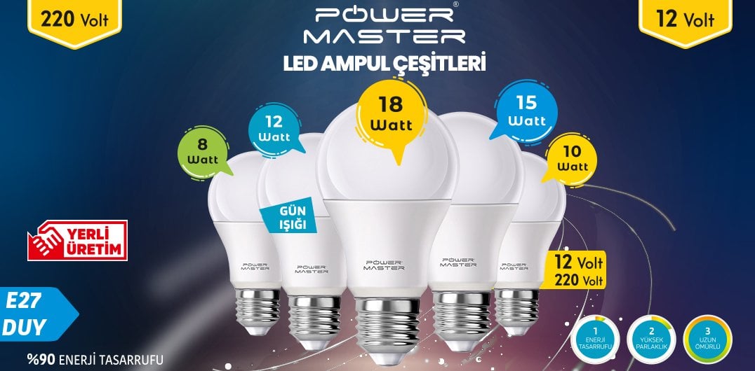 Powermaster PMLED-10 10 Watt 220 Volt 6500K Led Ampul Fiyatı - Merter Elektronik