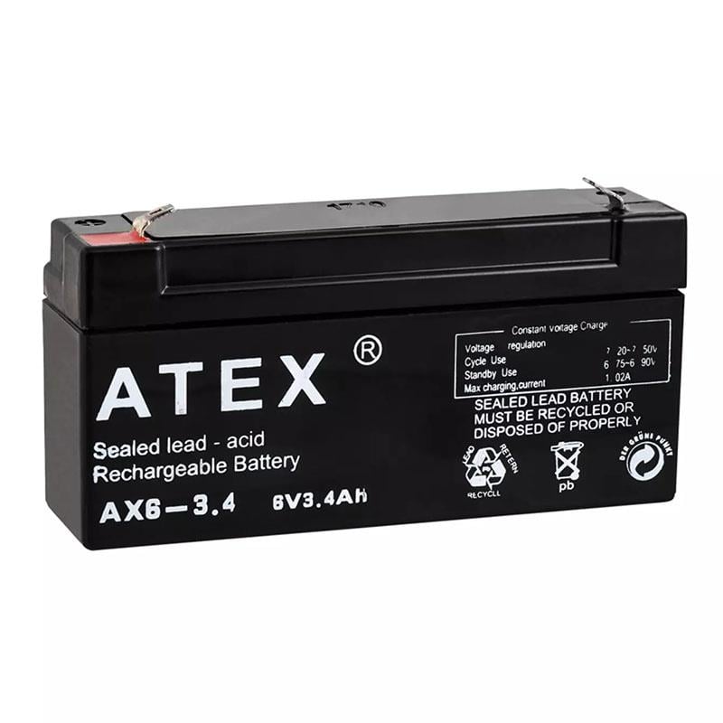 Atex 6 Volt - 3.4 Amper Yatık Akü Fiyatı - Merter Elektronik