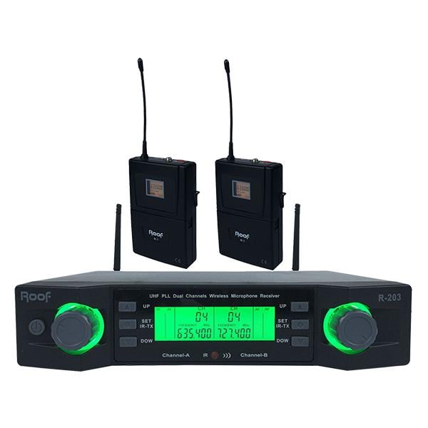 Roof R-203 2 Yaka 2 Kanal Kablosuz UHF Telsiz Mikrofon Fiyatı - Merter Elektronik