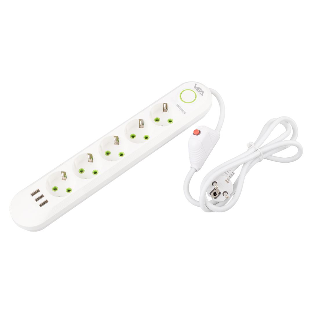 Vea VA-21562 5'li 3 USB'li 1.5 Metre Akım Korumalı Priz BeyazFiyatı ...